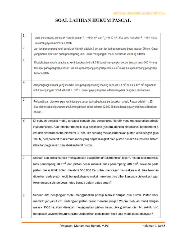 SOAL LATIHAN HUKUM PASCAL | PDF