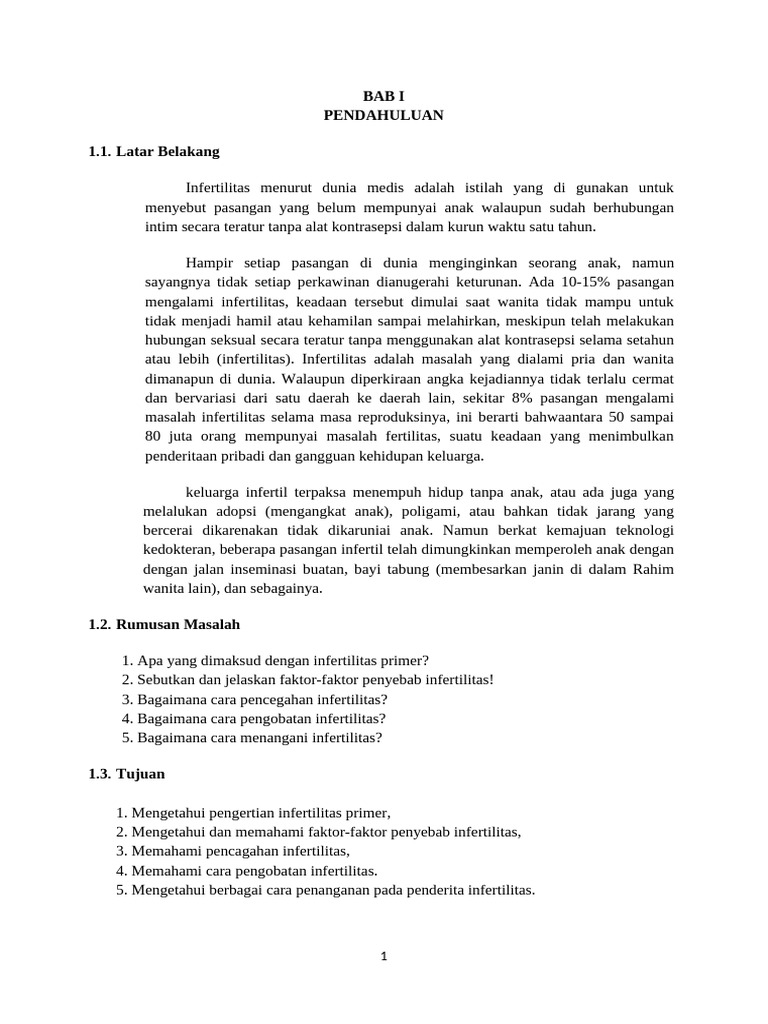 Pengertian Infertilitas Primer | PDF | Kesehatan Holistik