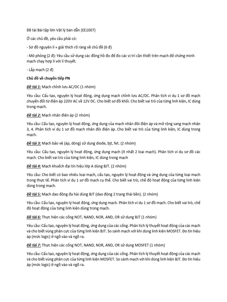 Projects VLBD EE1007 Ver2 | PDF