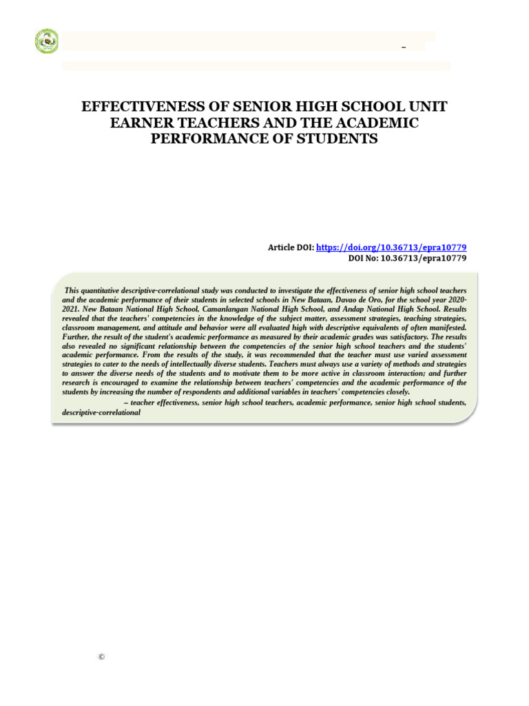 research g11 | PDF | Teachers | Learning