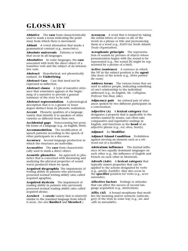 ENG 200 Glossary | PDF | English Language | Syllable