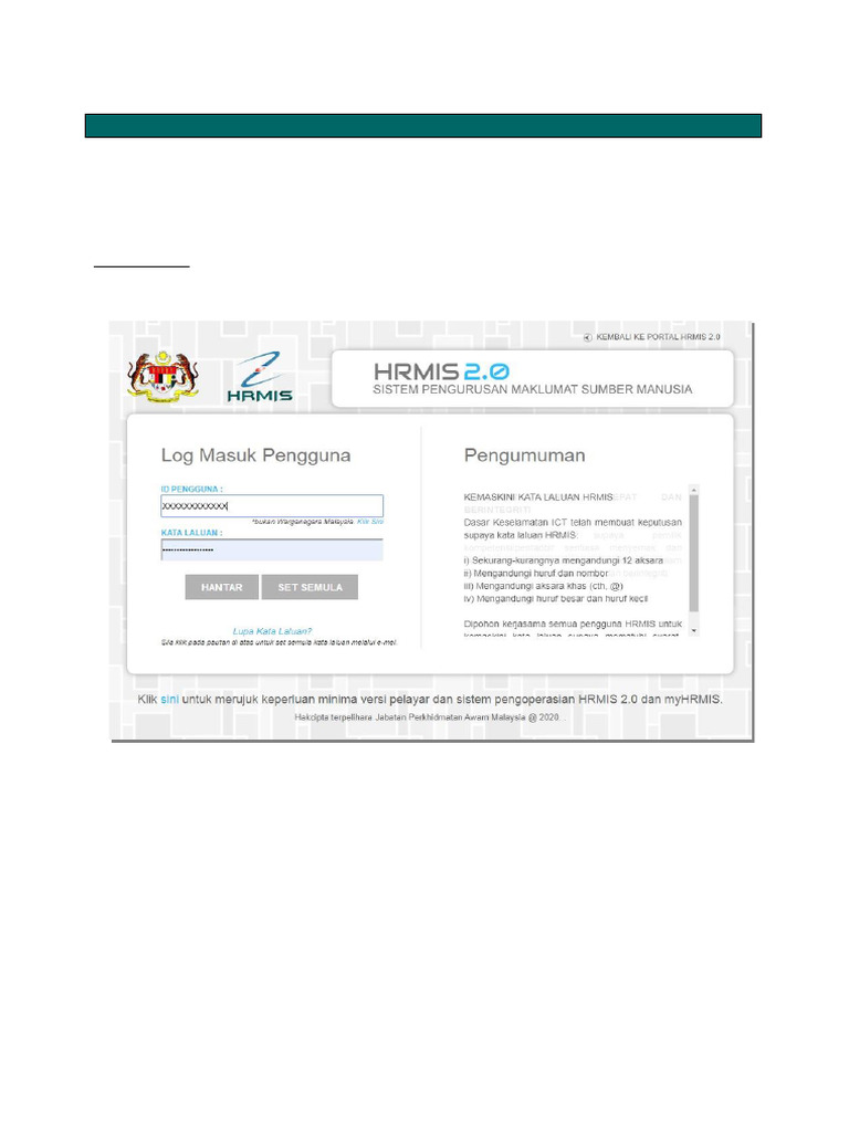 Panduan Pemohon HRMIS2.0 | PDF