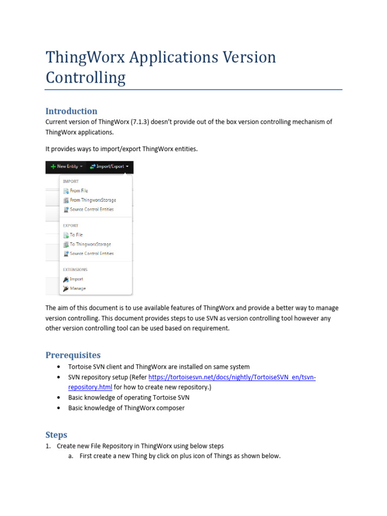 ThingWorx Applications Version Controlling | PDF | Version Control | Directory (Computing)