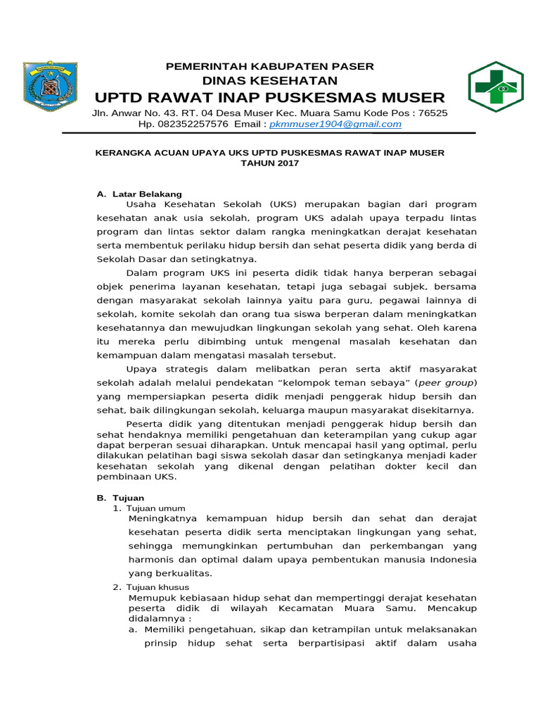 Kerangka-Acuan-UKS Dokcil Dan Pembina UKS | PDF