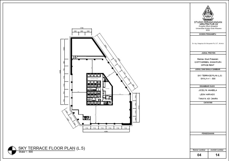 Rencana Lantai Sky Terrace L.5 Arsitektur | PDF
