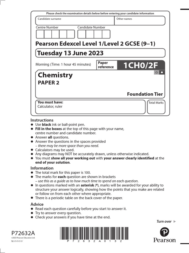 GCSE Chemistry Paper 2 Foundation Exam | PDF | Chemical Compounds ...