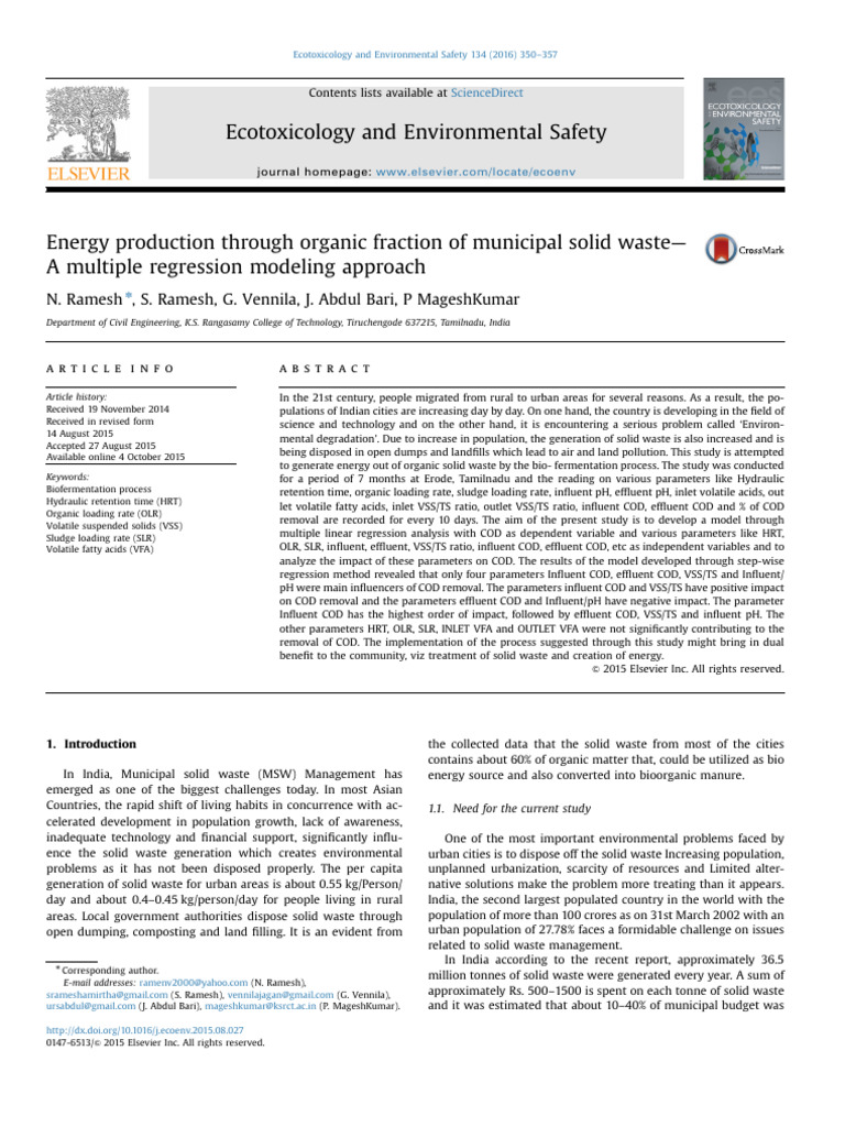 Energy from Municipal Solid Waste Analysis | PDF | Coefficient Of Determination | Dependent And ...