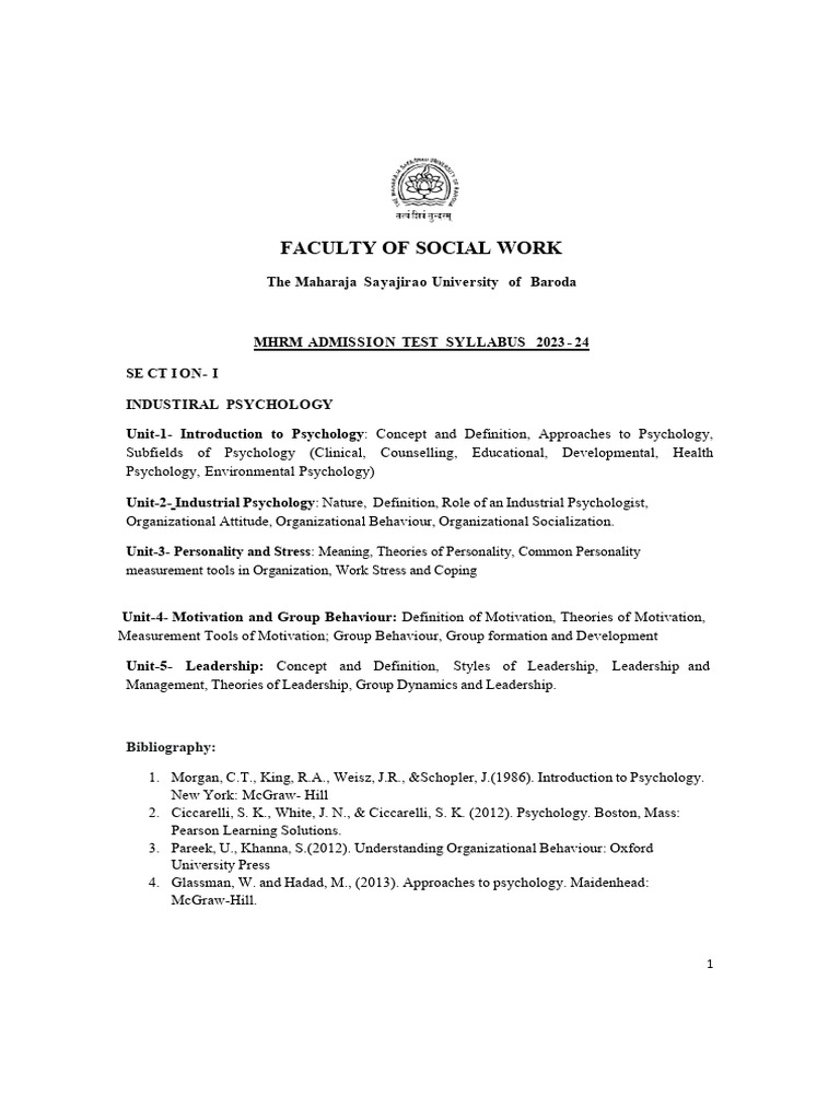MHRM Entrance Exam Syllabus 2023-24 | PDF | Labour Economics | Economics
