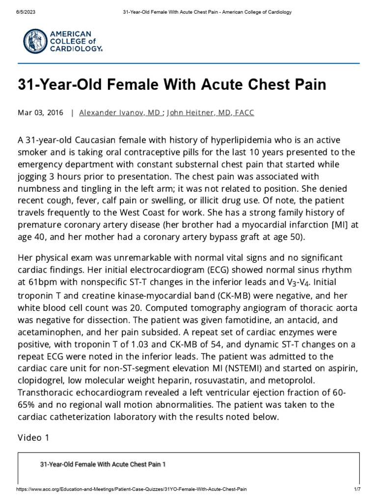 2016 Acc Cases | PDF | Myocardial Infarction | Atrium (Heart)