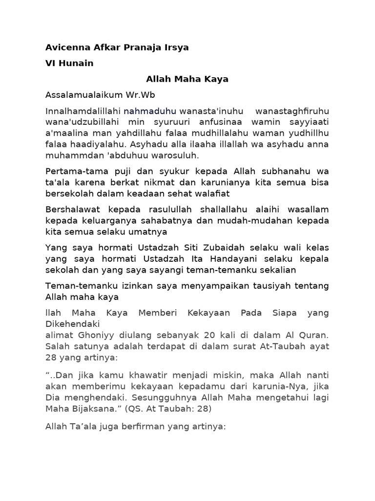 Avicenna Afkar Pranaja Irsya | PDF | Agama & Spiritualitas