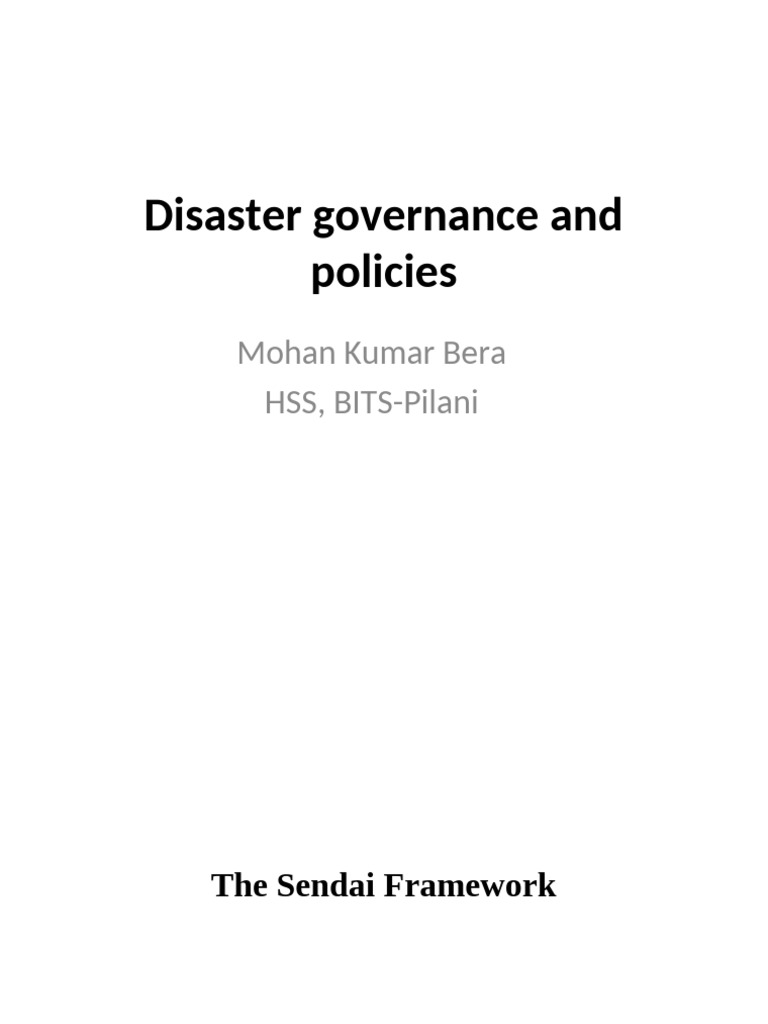 Lecture 33 Disaster Governance and Policies Sendai Framework | PDF ... Lecture 33 Disaster Governance and Policies Sendai Framework | PDF ...