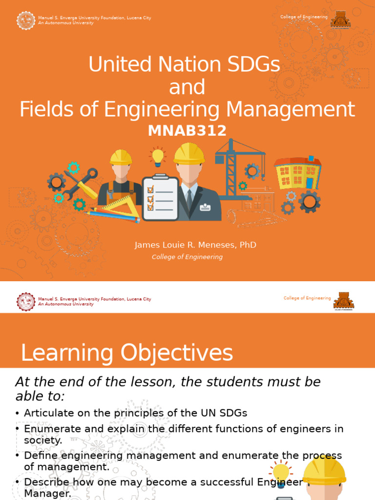 Engineering Management and UN SDGs Overview | PDF | Engineer | Engineering