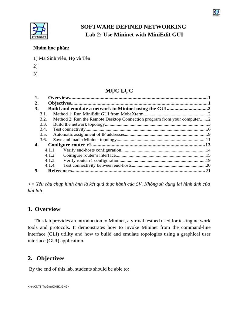 LabSDN Use Mininet With MiniEdit GUI | PDF | Ip Address | Router (Computing)
