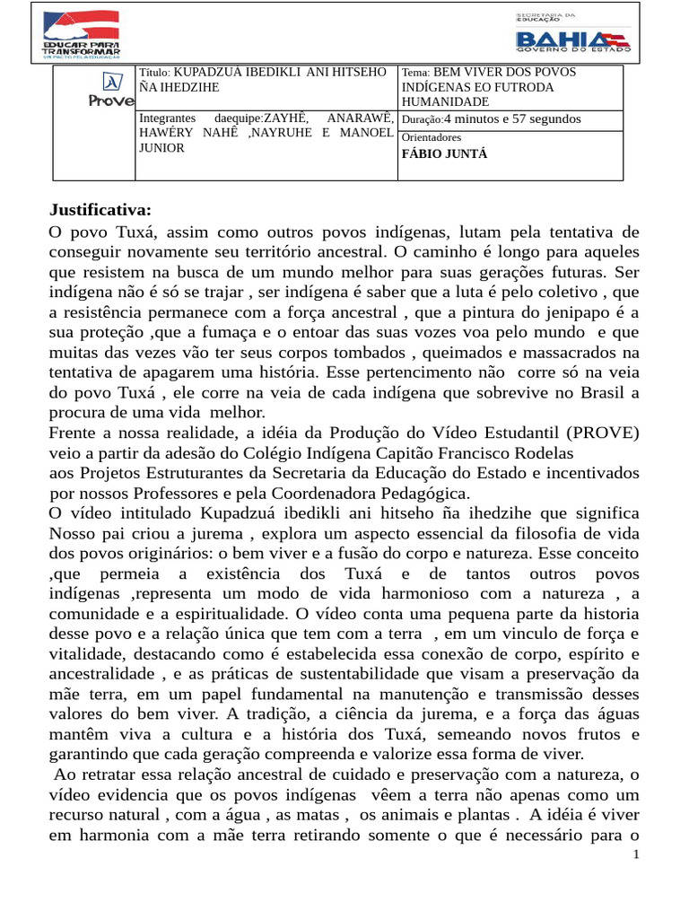 Luta e Cultura do Povo Tuxá | PDF | Povos indígenas