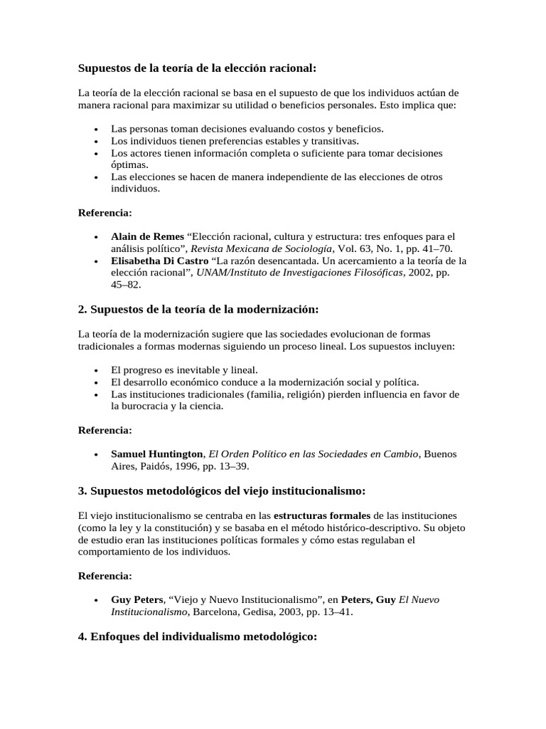 Supuestos de La Teoría de La Elección Racional | PDF | Racionalidad ...