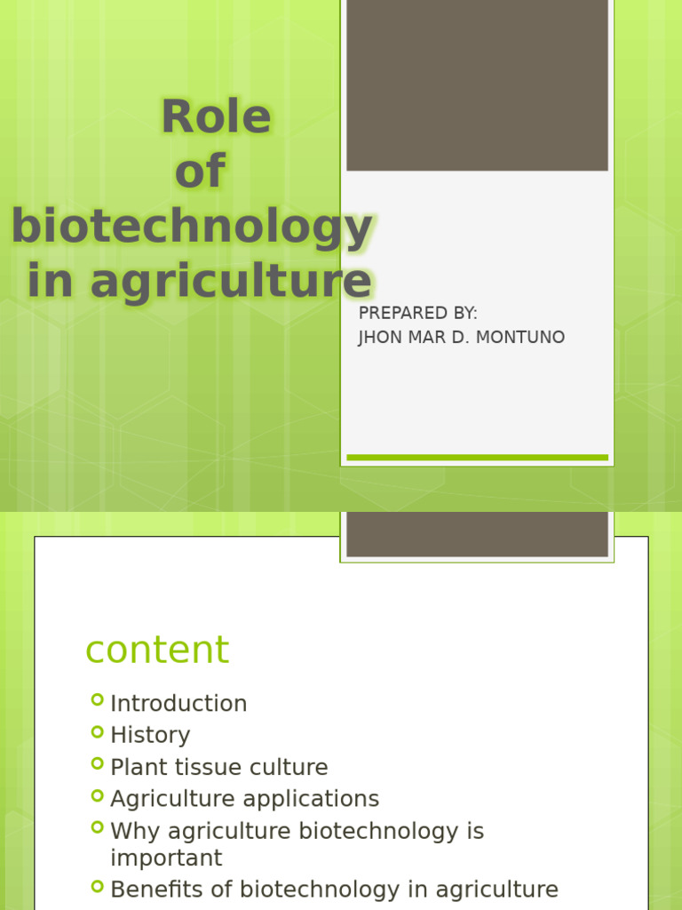 Agricultural Biotechnology Introduction | PDF | Biotechnology ...