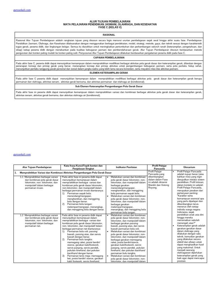 Atp Pjok Kelas 5 | PDF