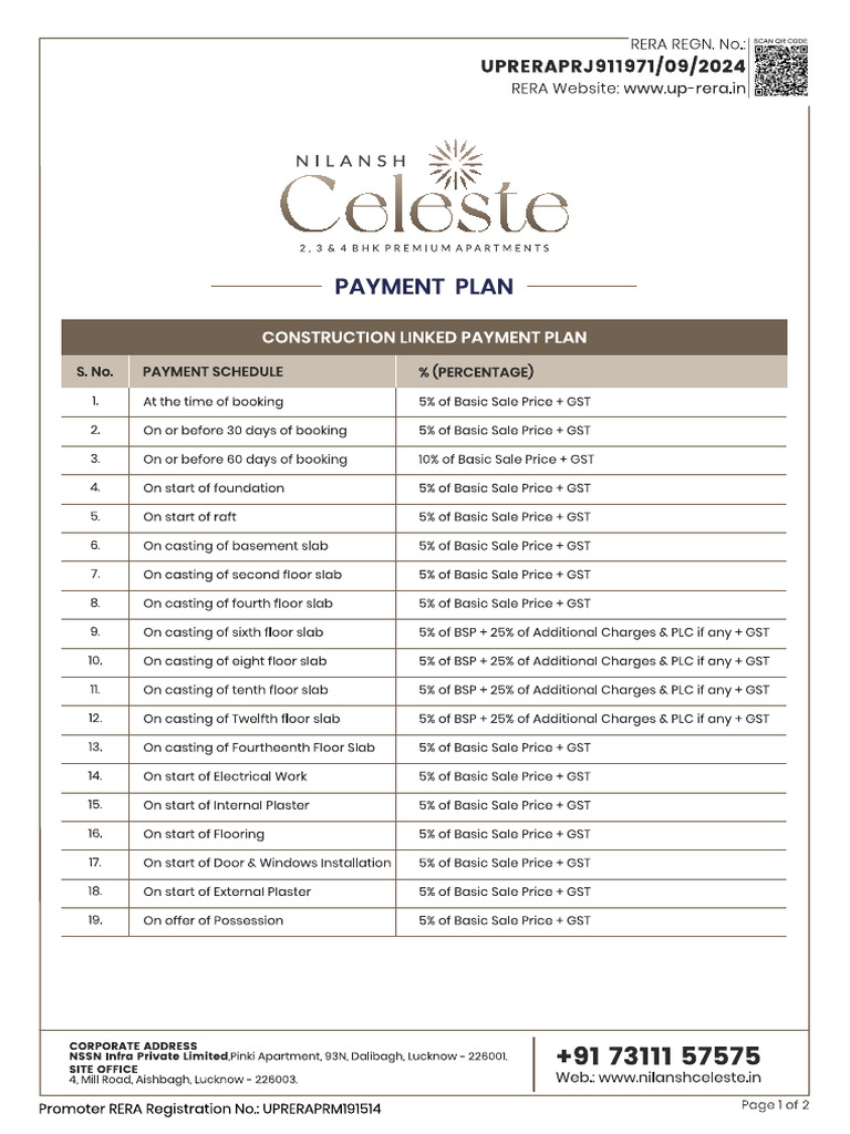 Nilansh Celeste_Payment Plan | PDF