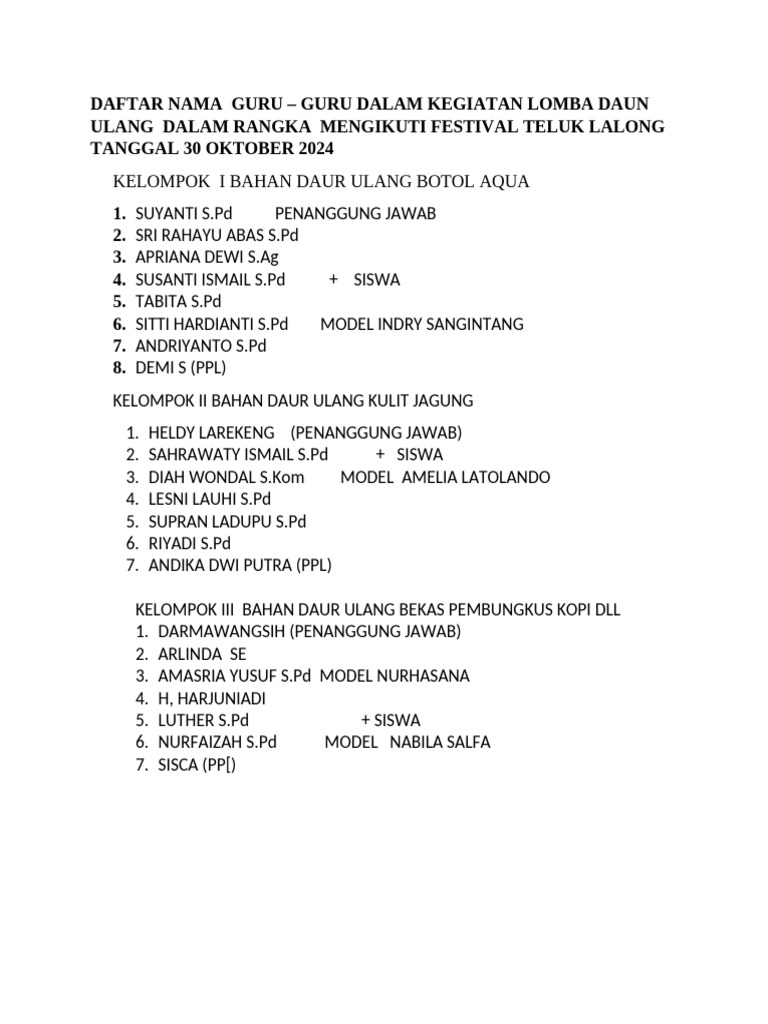 Daftar Nama Guru | PDF