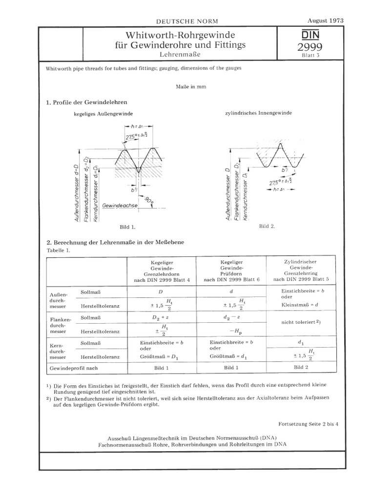 DIN 2999-3 1973-08 | PDF