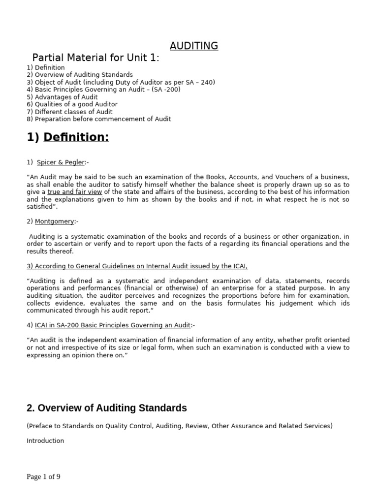 Auditing Principles and Standards | PDF | Audit | Financial Audit