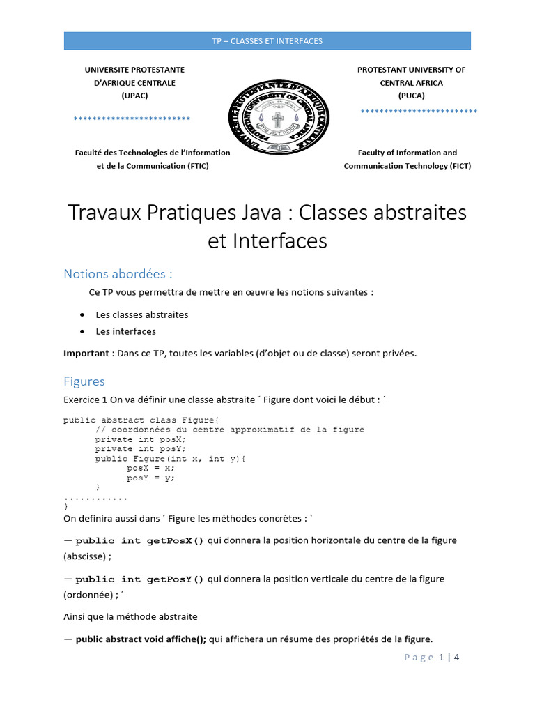 TP-Classes Et Interfaces | PDF | Java (Langage de programmation) | Élasticité (Physique)