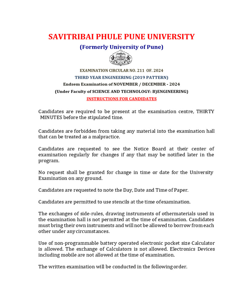 T.E. - 2019 Pattern - Endsem Exam Timetable For Nov-Dec. 2024 | PDF | Engineering | Robotics