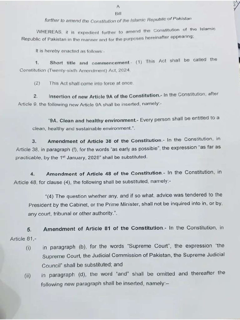 26th Constitutional Amendment Draft | PDF