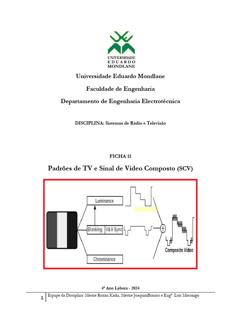 FICHA 11 - Padrões de TV e Sinal de Vídeo Composto | PDF | Radiodifusão ...