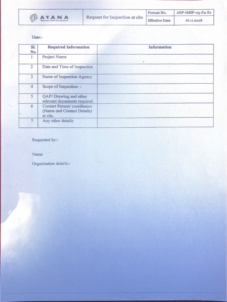 RFI Blank Format | PDF