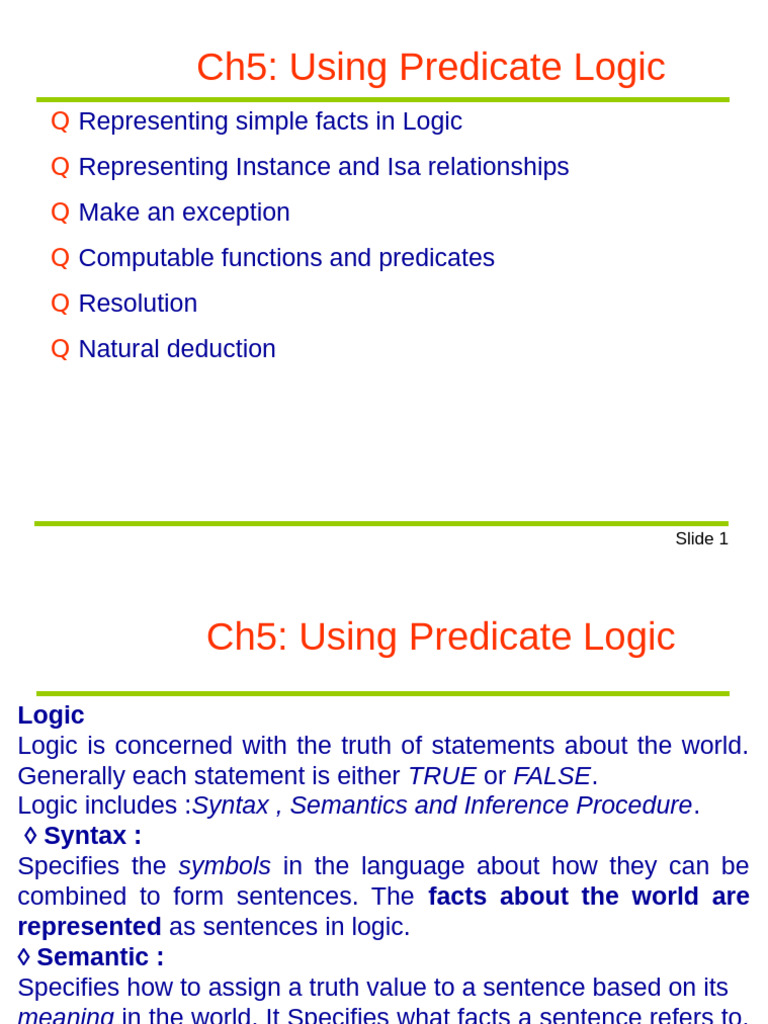 Predicate Logic: Facts and Inference | PDF | Logic | First Order Logic