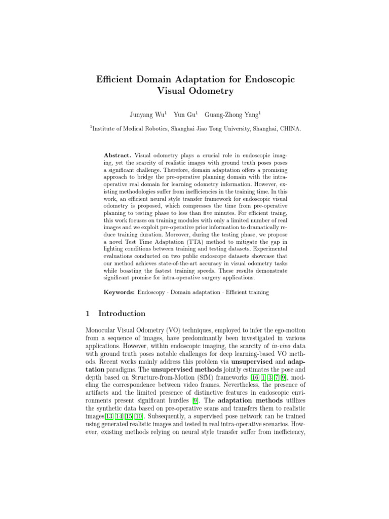 Wu et al. - 2024 - Efficient Domain Adaptation for Endoscopic Visual | PDF | Normal Distribution ...