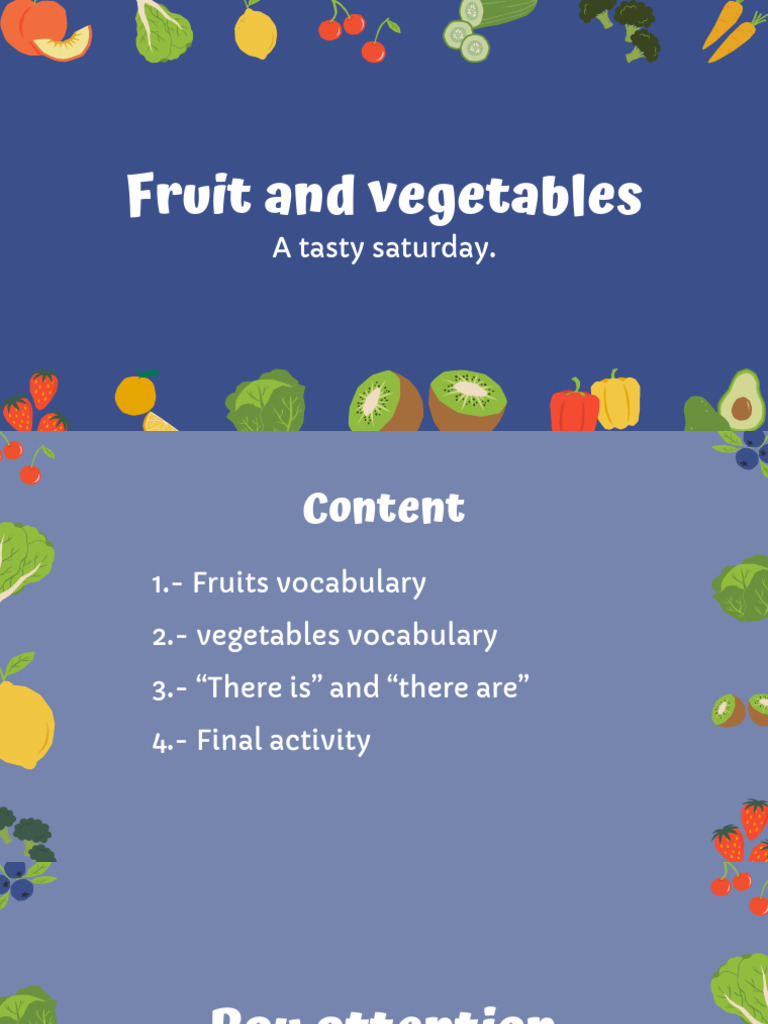 Fruits and Vegetables and There Is and There Are | PDF | Language Arts ...