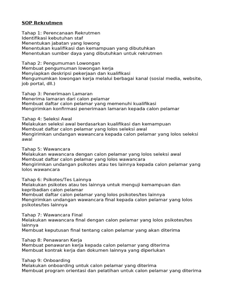 Sop Rekrutmen | PDF
