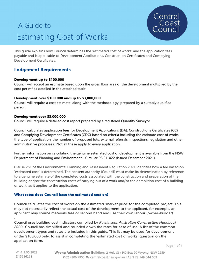 Fact - Sheet - Estimating - Cost - of - Works - Masterform 2023 NSW ...