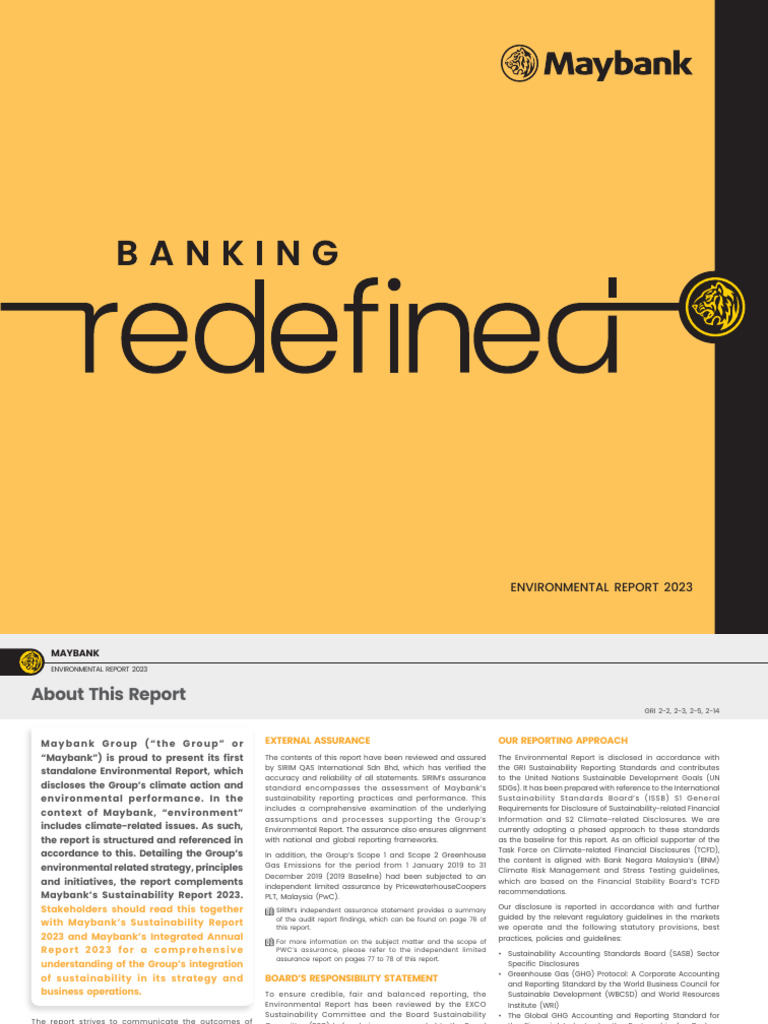 Maybank's 2023 Environmental Report | PDF | Sustainability | Governance