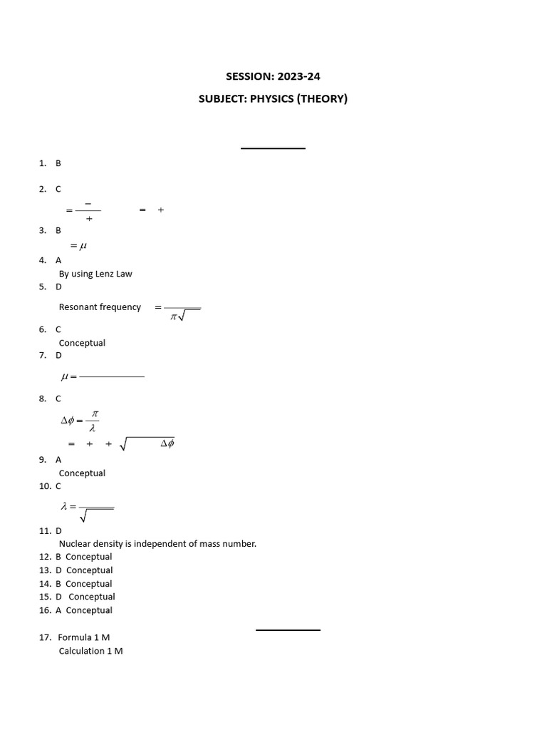 Physics Practice Answer Paper 2 | PDF | Electromagnetic Induction ...