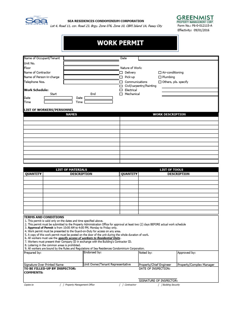 Work Permit | PDF | General Contractor