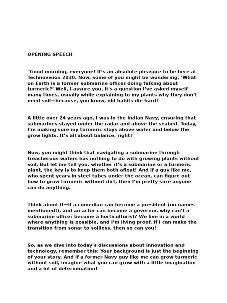 Opening and Closing Speech | PDF