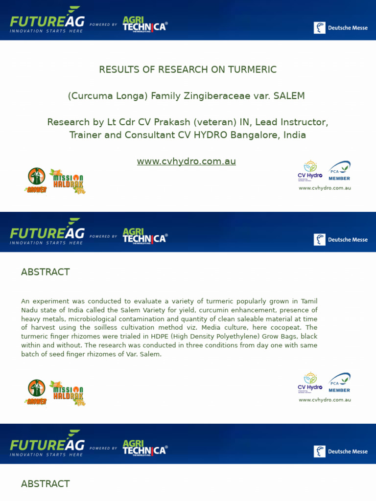 FutureAG Expo 2024 - Presentation Slide Template | PDF | Turmeric | Pest (Organism)