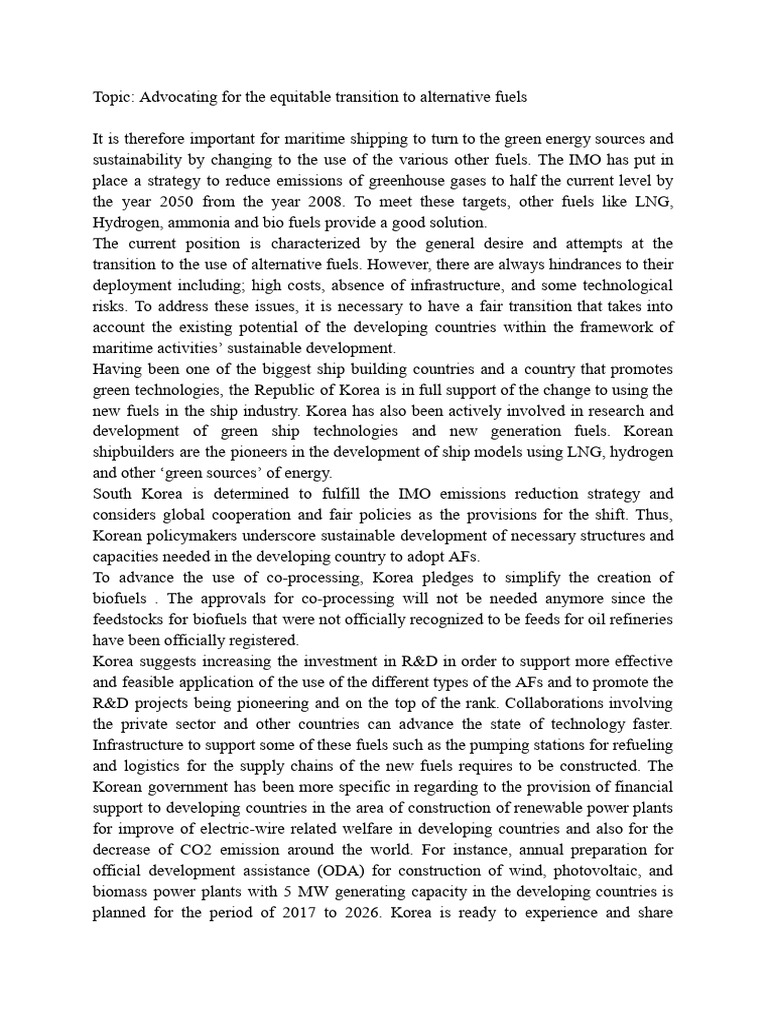 Advocating for the equitable transition to alternative fuels 1 | PDF