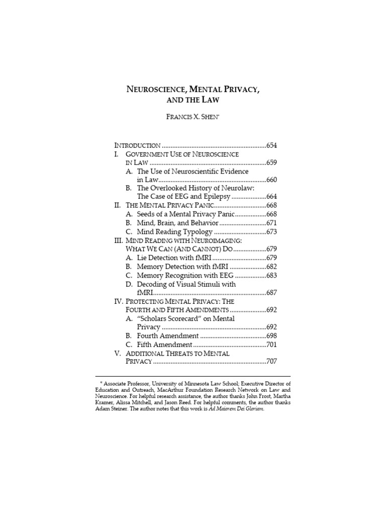 Neuroscience and Mental Privacy Law | PDF | Neuroimaging | Epilepsy
