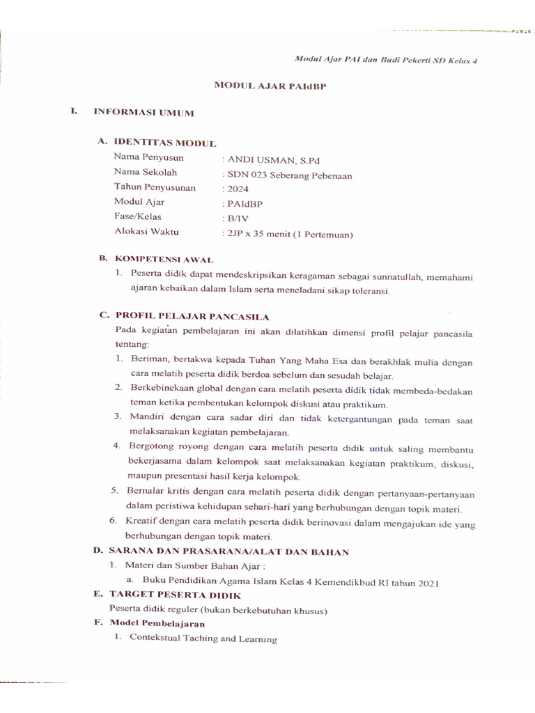 Modul Ajar Andi Usman | PDF