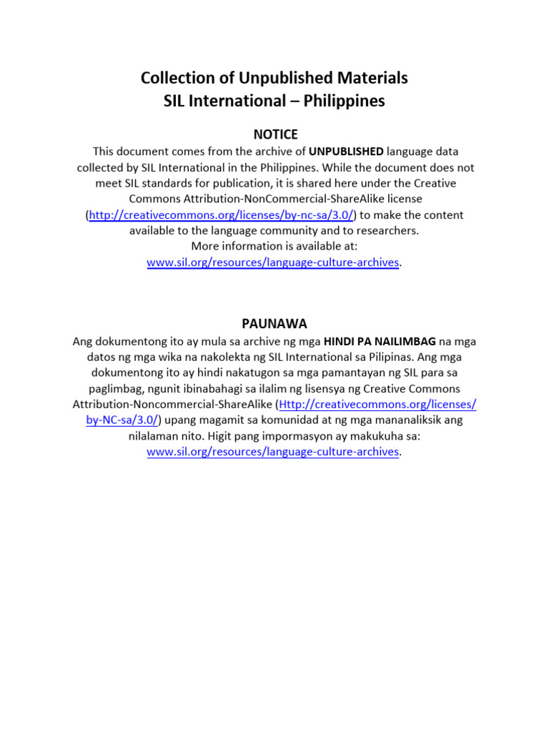 Gaddang Language Word List | PDF