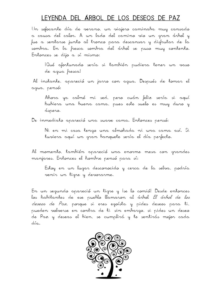 Leyenda Del Arbol de Los Deseos | PDF | Poesía