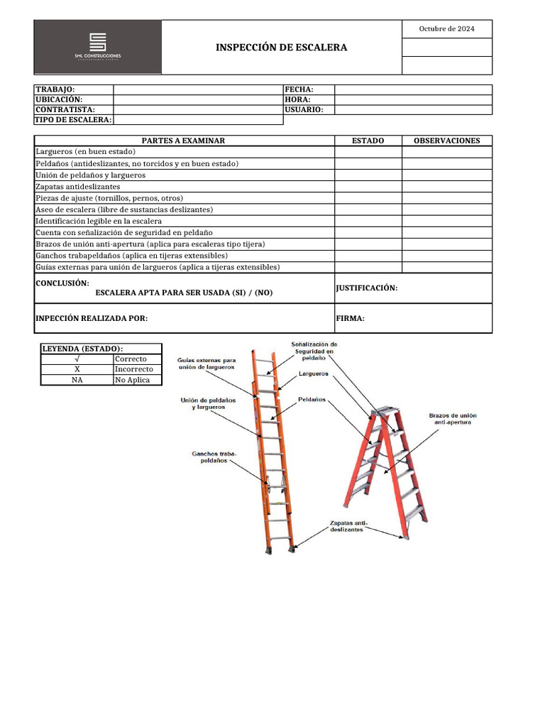 Inspección de Escaleras: Checklist y Medidas | PDF