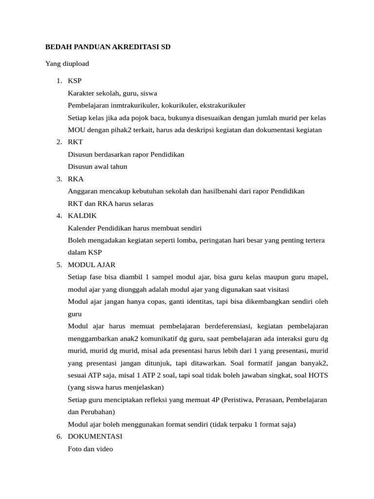 Bedah Panduan Akreditasi SD | PDF