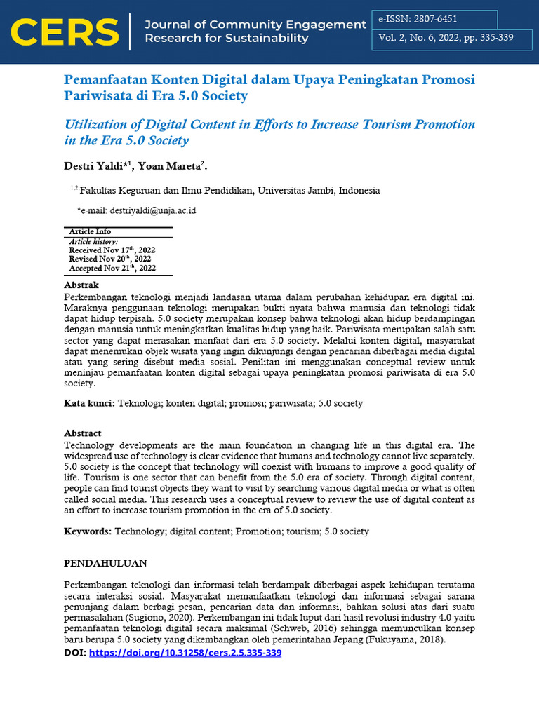 Konten Digital Tingkatkan Promosi Wisata | PDF
