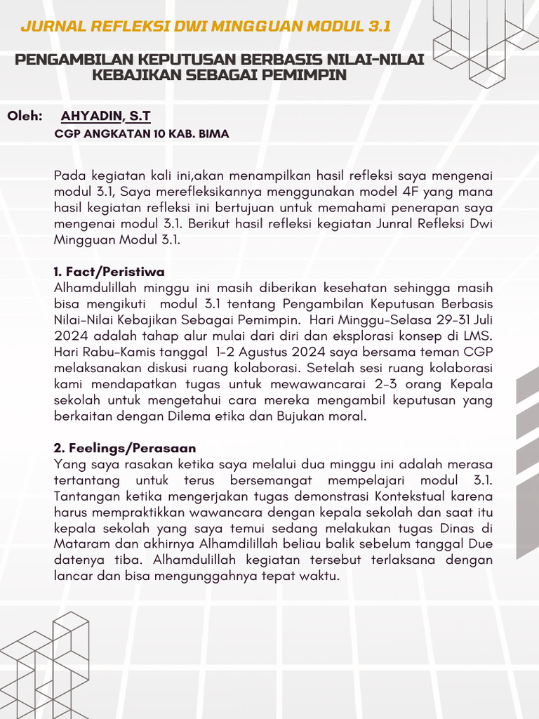 JURNAL REFLEKSI DWI MINGGUAN MODUL 3.1 - Compressed | PDF