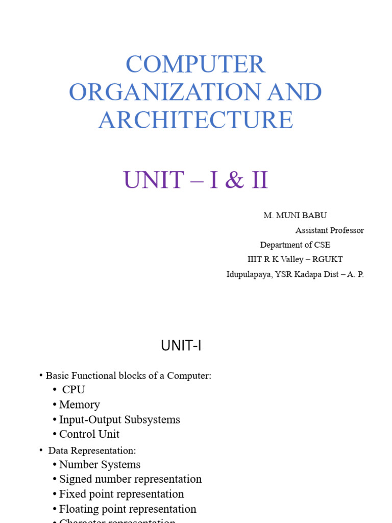 coa-unit-i-and-unit-ii_00-1 | PDF | Central Processing Unit | Subtraction